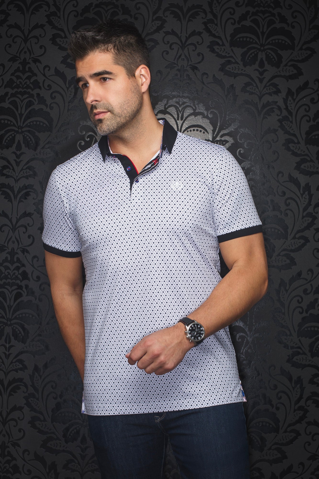 Men's polo by Au Noir | ASHER White | Boutique Vvög, the biggest choice ...