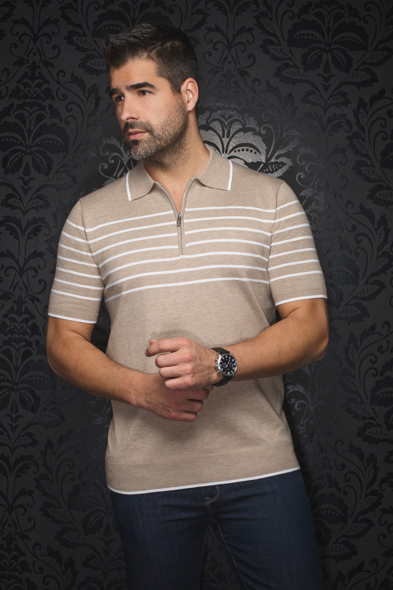 Men's merino wool polo by Au Noir | OBAN Stone | Boutique Vvög, the ...